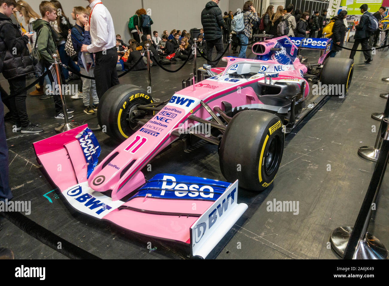 A Racing Point Formula 1 2019 car on display at The Big Bang Fair 2019 ...