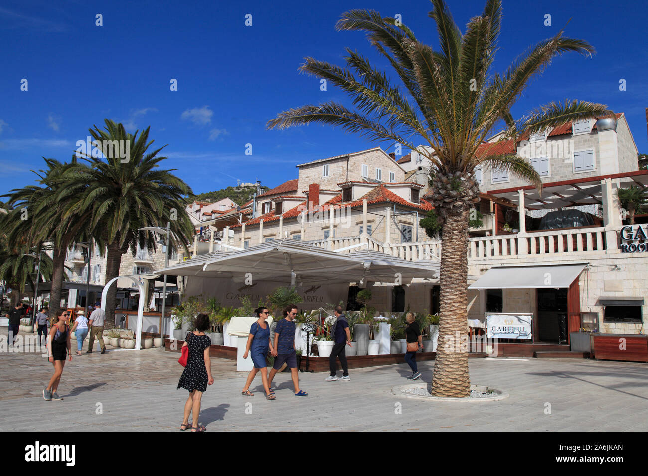 Croatia, Hvar, Riva, seaside promenade, people Stock Photo - Alamy