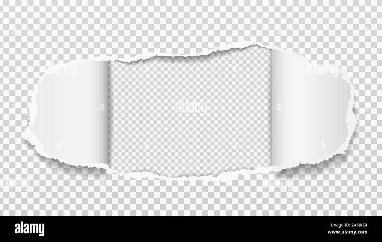 Torn realistic paper hole on squared transparent background. Vector ...