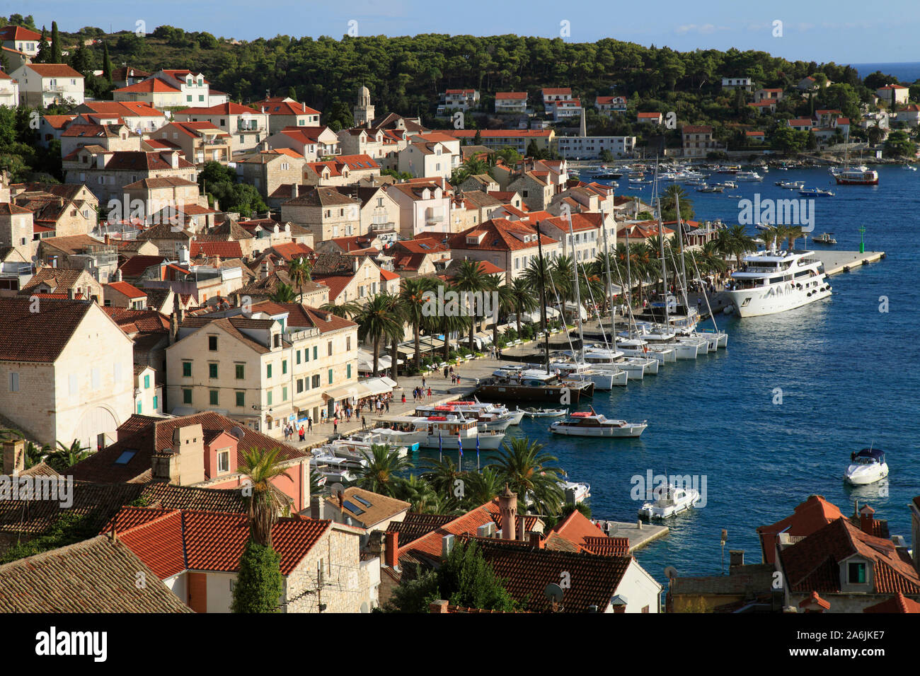 Croatia, Hvar, skyline, aerial view, harbor Stock Photo - Alamy