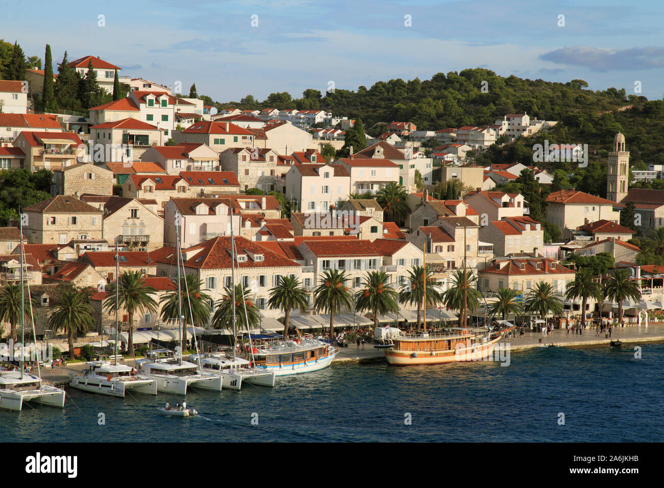 Croatia, Hvar, skyline, aerial view, harbor Stock Photo - Alamy