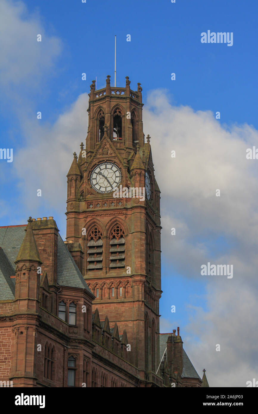 UK Barrow-In-Furness, Cumbria. The Town Hall Clock from Duke Street ...
