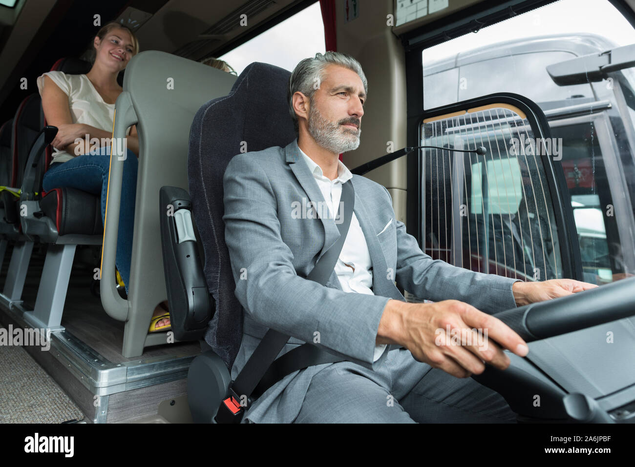 a portrait of a bus driver Stock Photo - Alamy