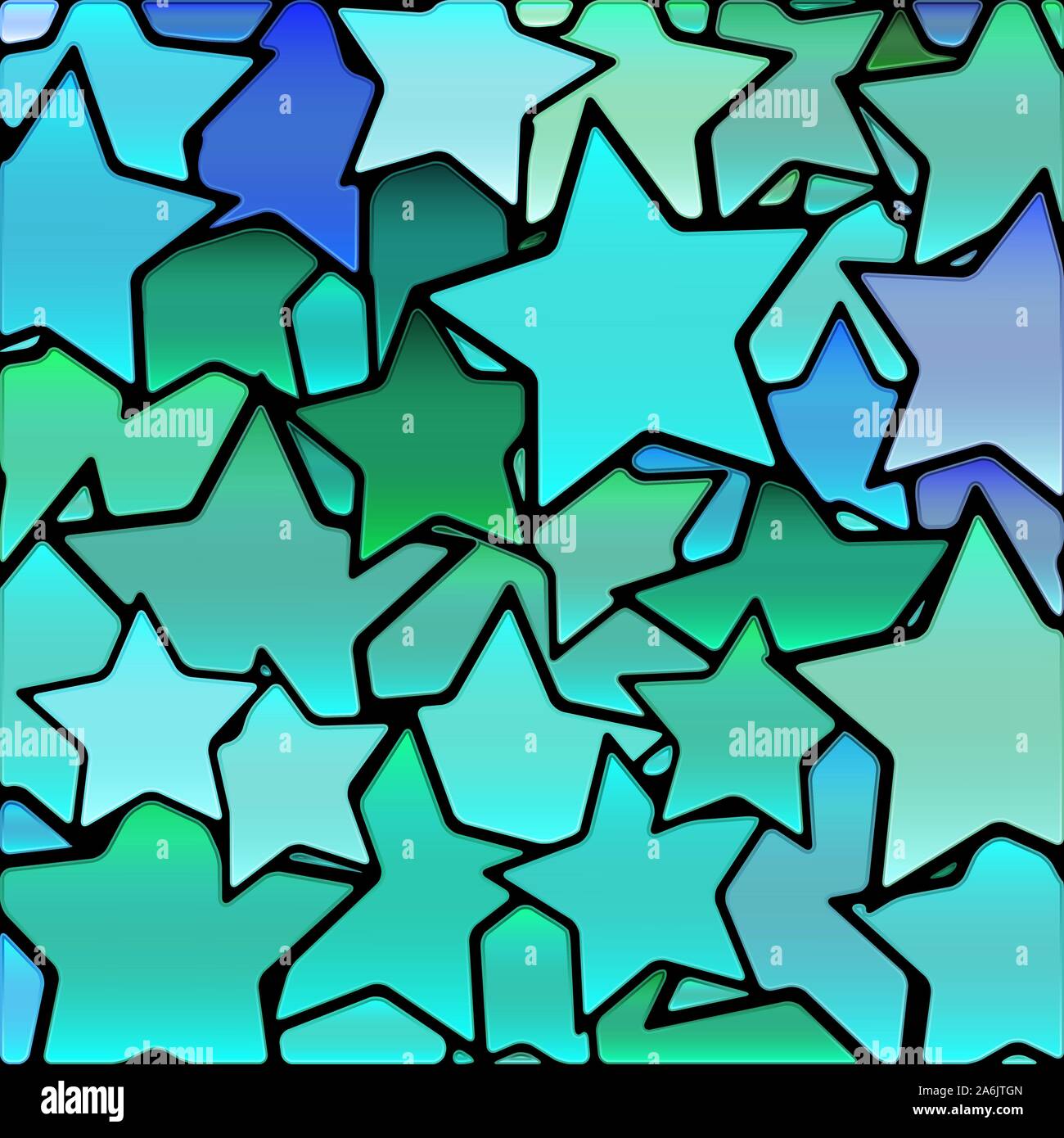 abstract vector stained-glass mosaic background - blue and teal stars ...