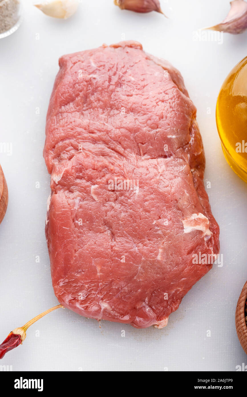 raw steak on the table. view from above. place for text Stock Photo - Alamy