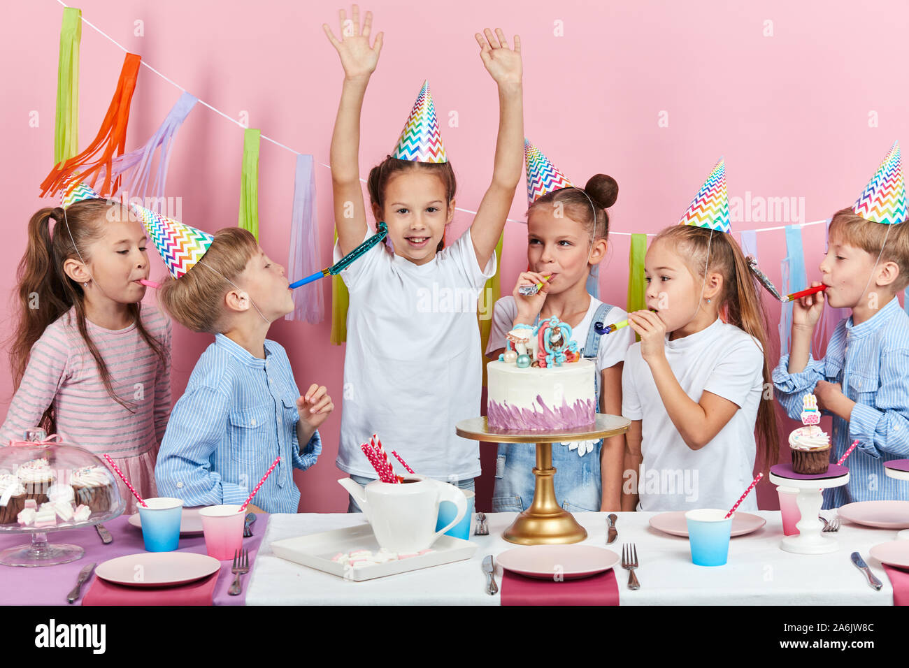 little children expressing positive feeling emotion, being glad to be ...