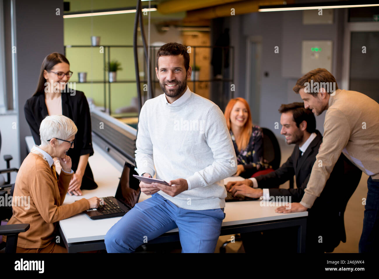 Business people working in the modern office Stock Photo - Alamy