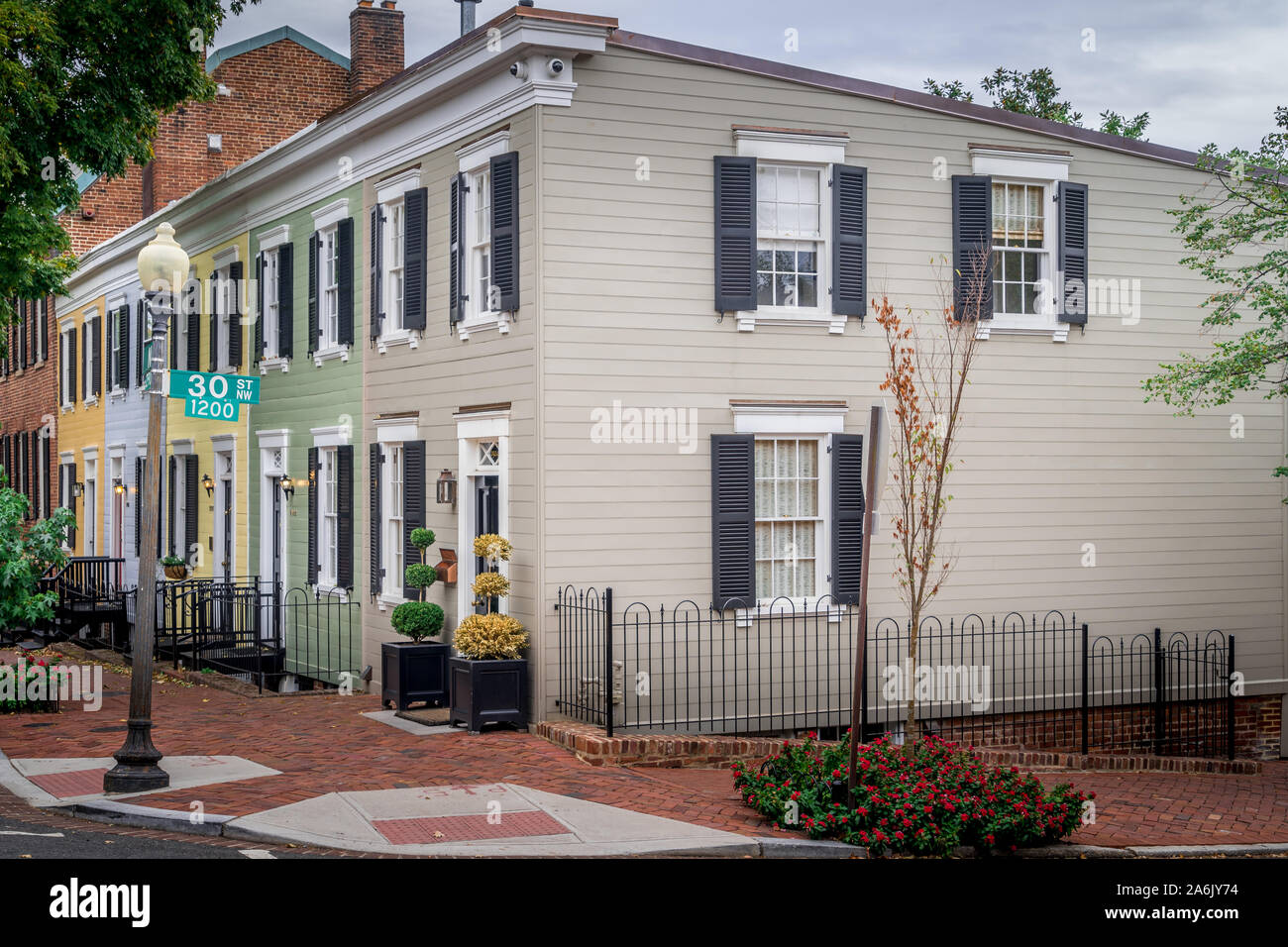 Georgetown historic colorful houses Stock Photo - Alamy