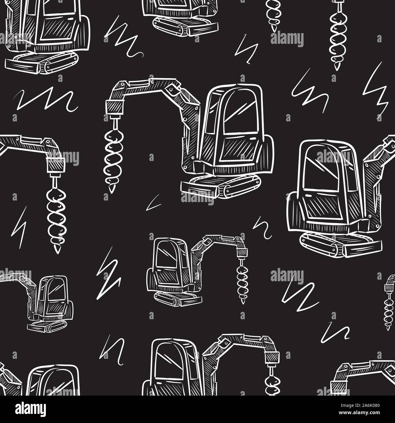 Seamless texture with black and white service technical machines Stock ...