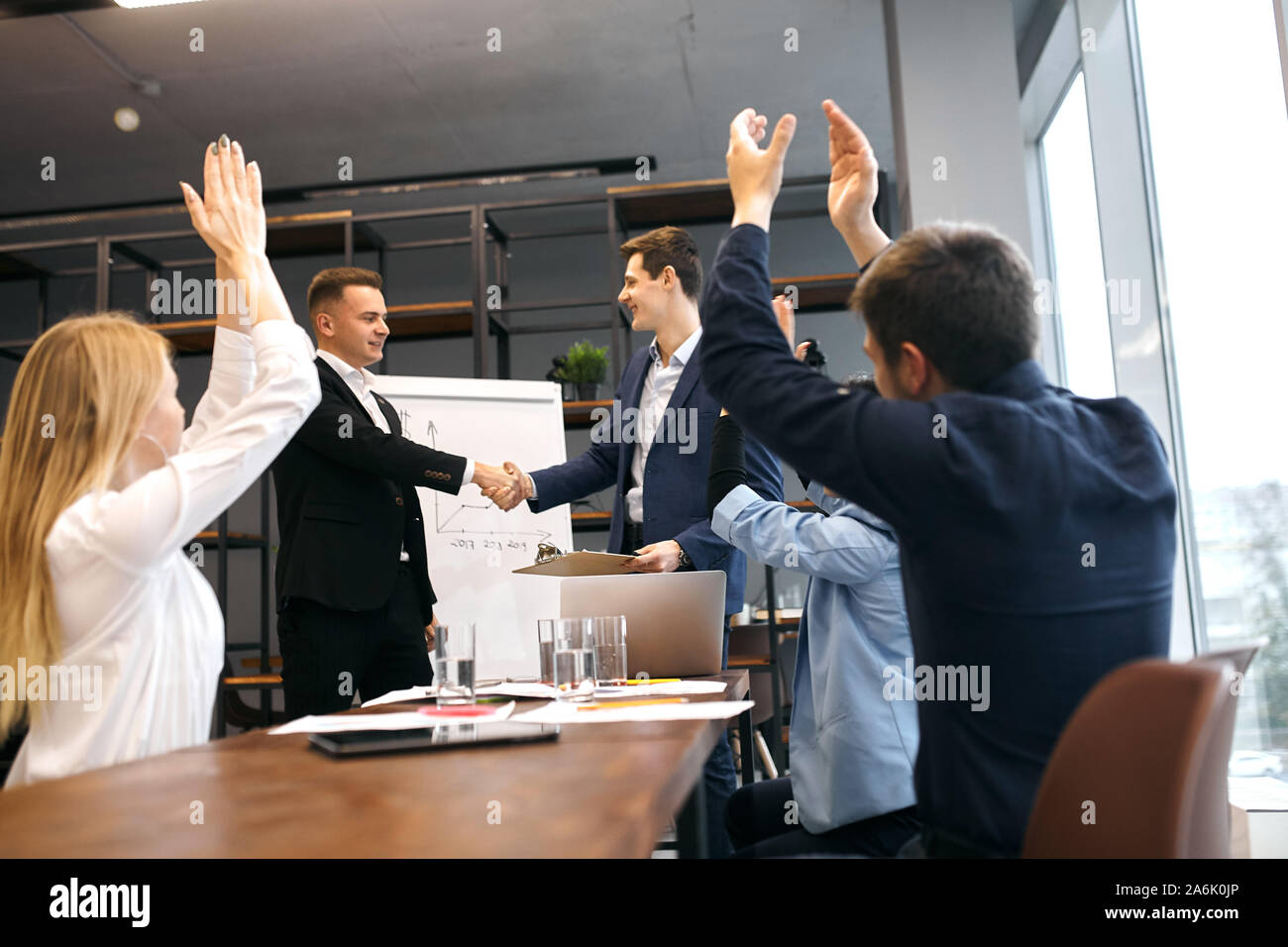 Celebration success work job promotion hi-res stock photography and ...