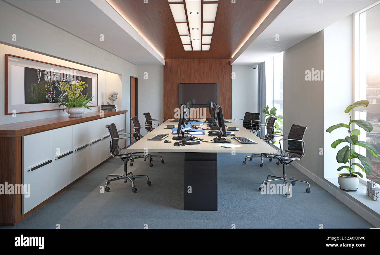 Modern office interior design concept. 3d rendering design Stock Photo - Alamy