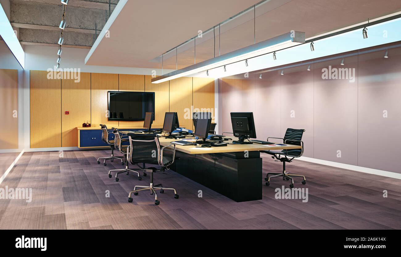 Modern office interior design concept. 3d rendering design Stock Photo ...