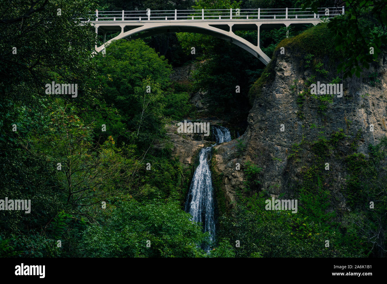 Country landscape with forest and waterfall in Tbilisi's downtown Stock ...