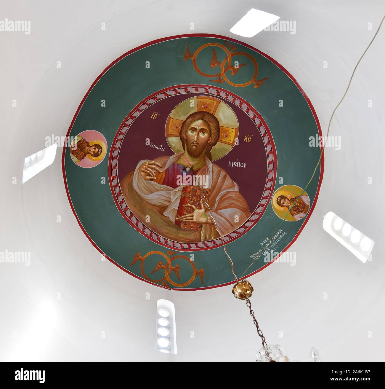 Protaras, Cyprus - Oct 6. 2019. Image of Jesus Christ on the ceiling in ...