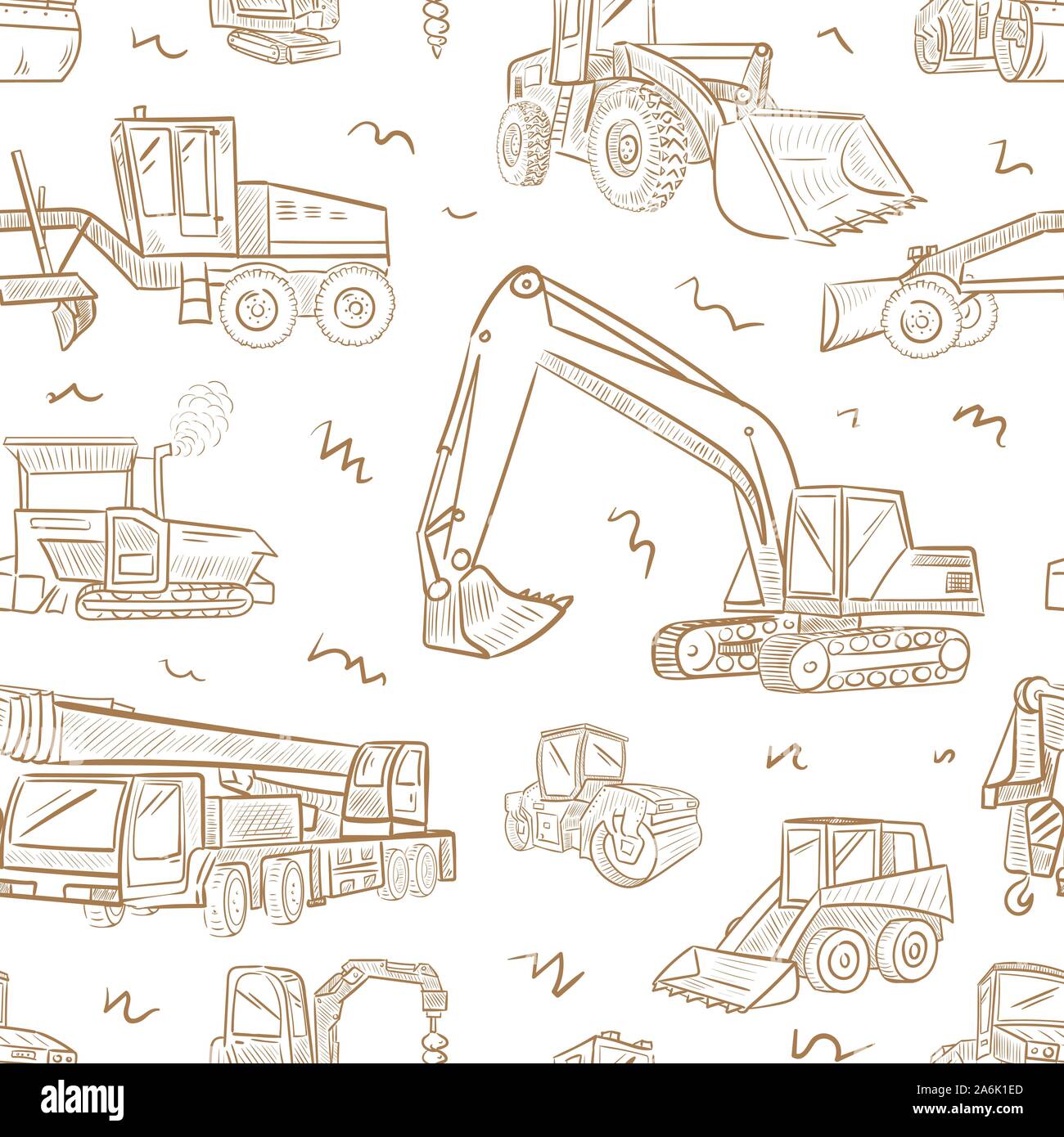 Seamless texture with brovn contour service technical machines Stock ...