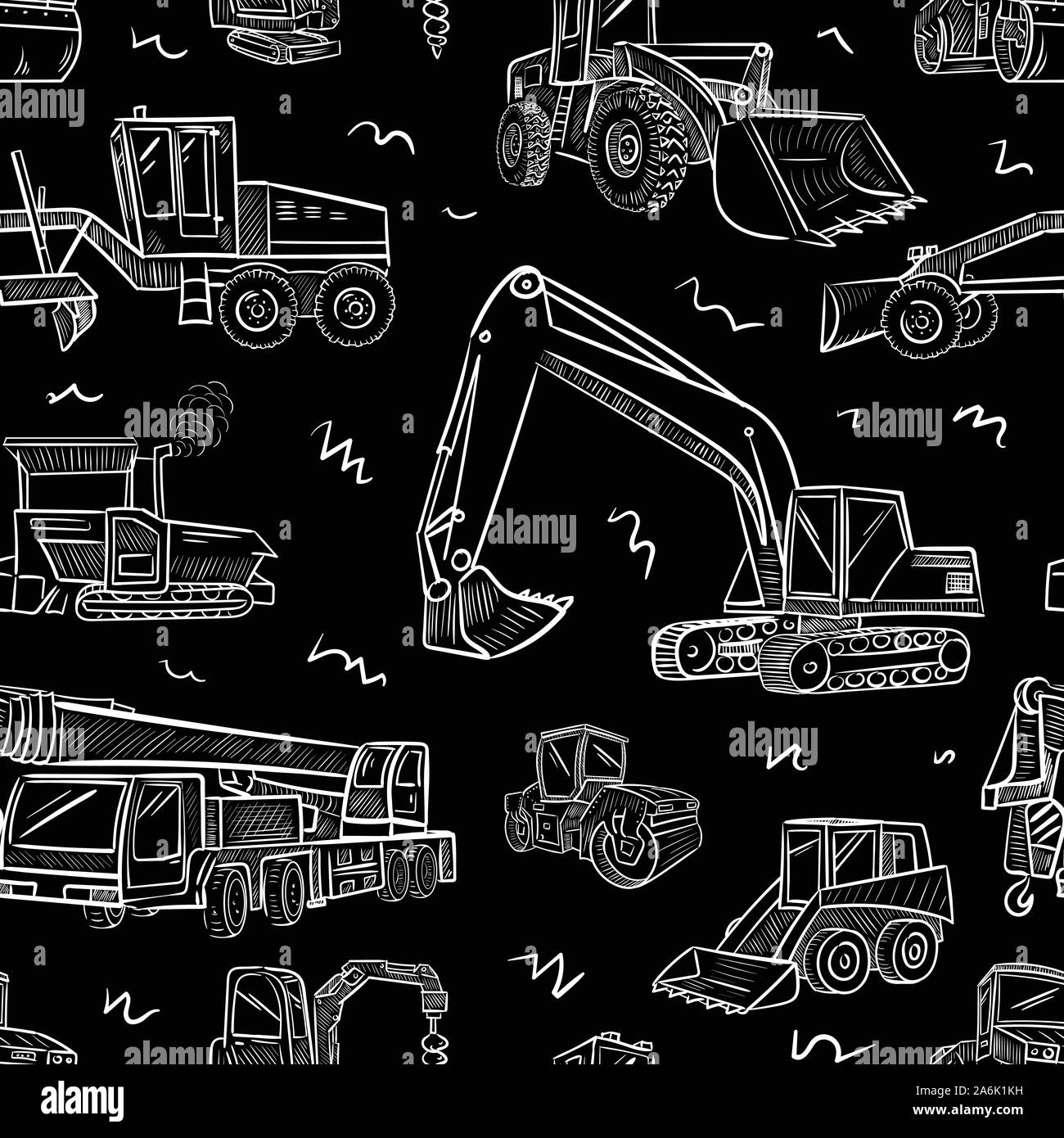 Seamless texture with black and white service technical machines Stock ...