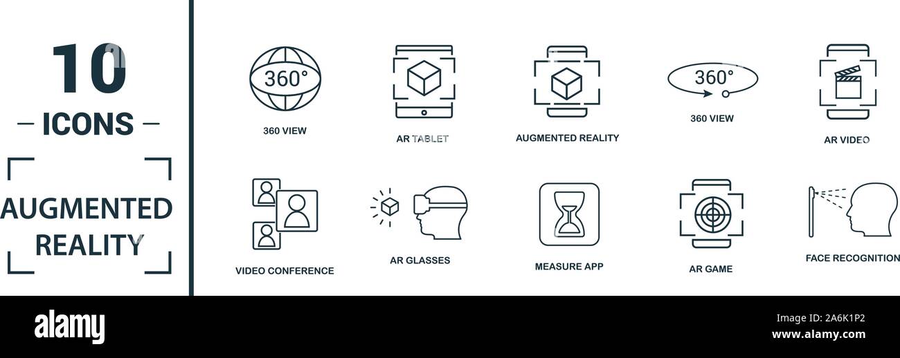 Ar And Vr icon set. Include creative elements augmented reality, 360 ...