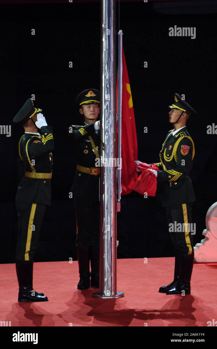 National chinese flag raised during hi-res stock photography and images ...