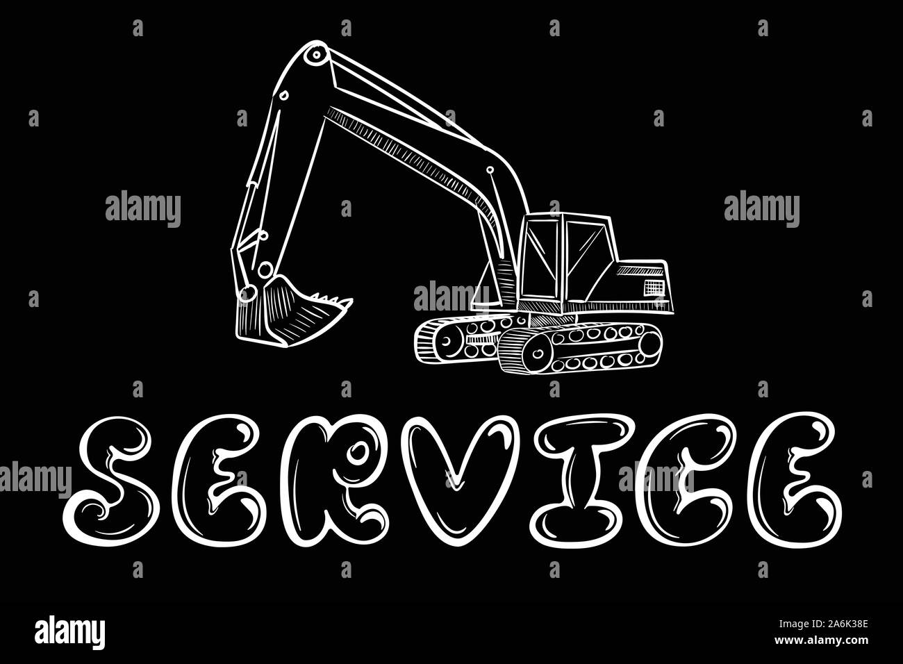 Black and white illustration with service technical machine Stock ...