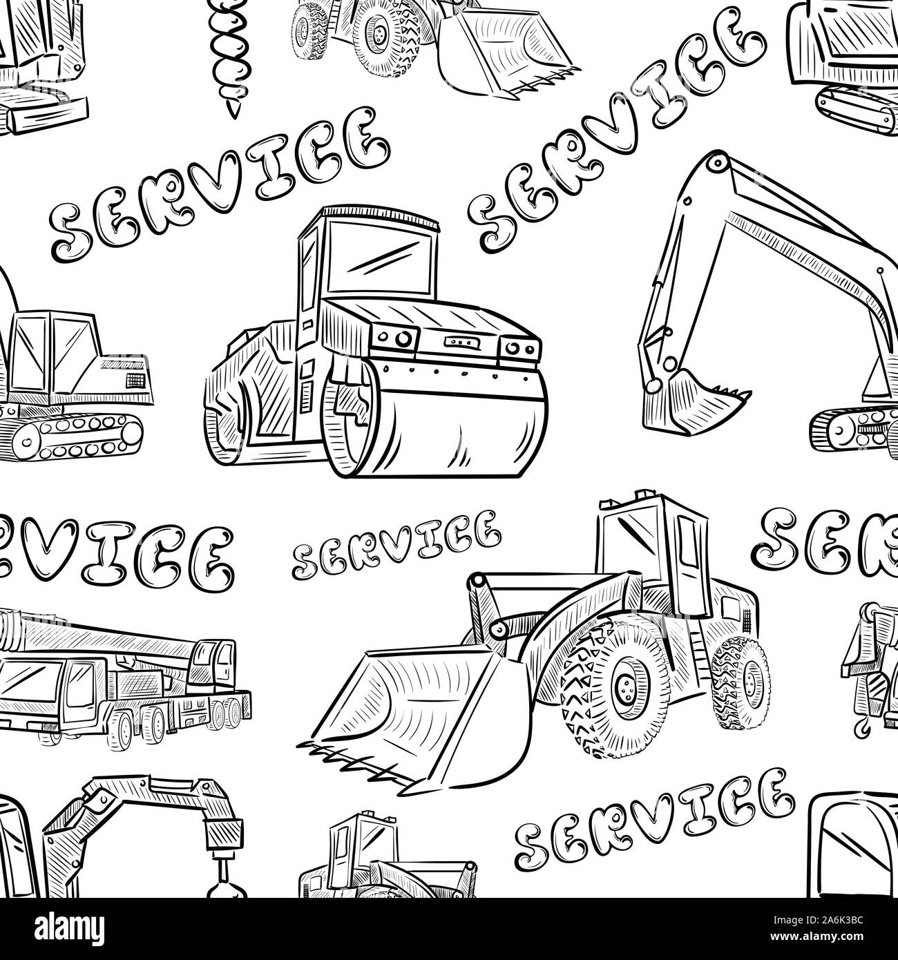 Seamless texture with black and white service technical machines Stock ...