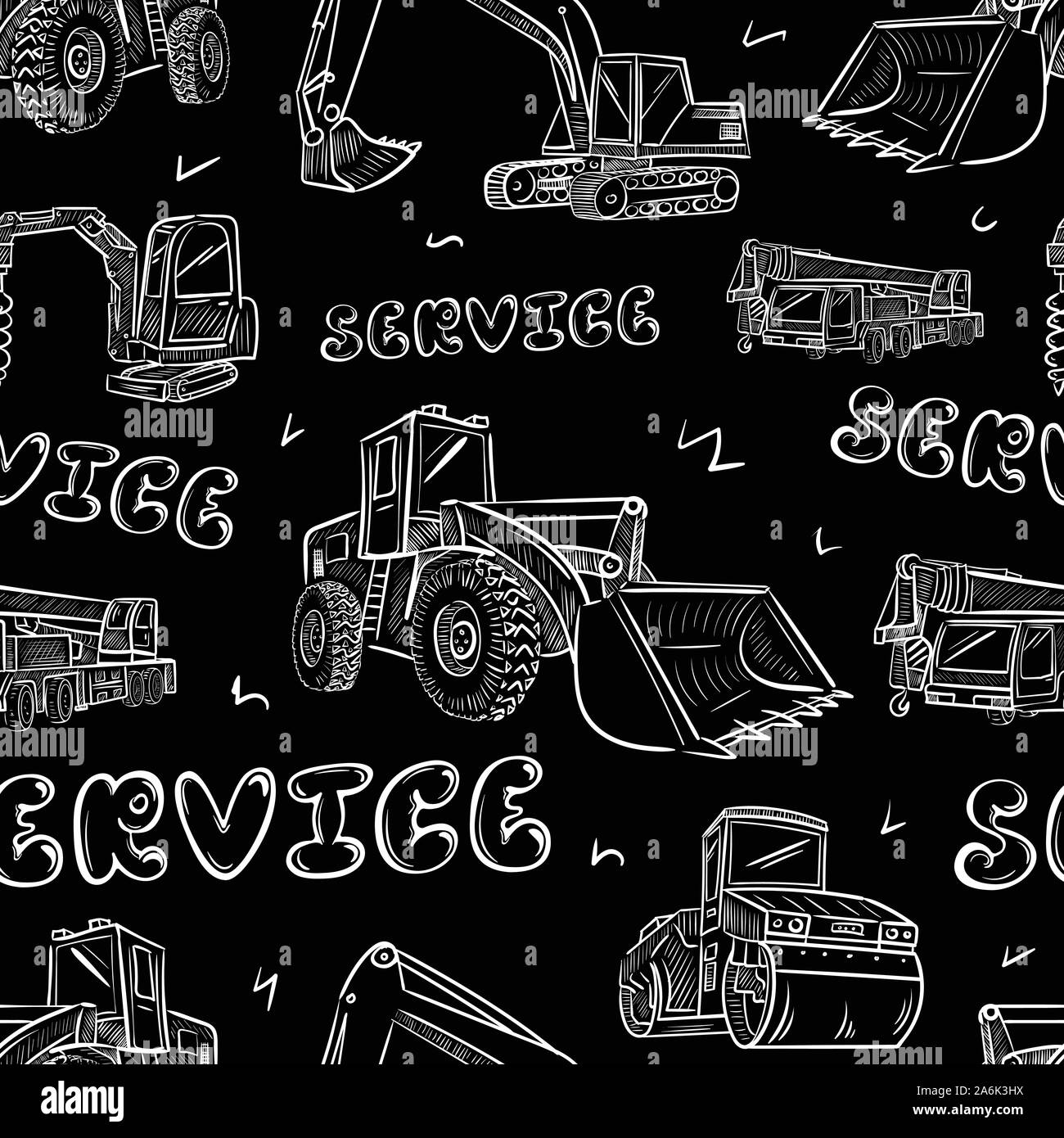 Seamless texture with black and white service technical machines Stock ...