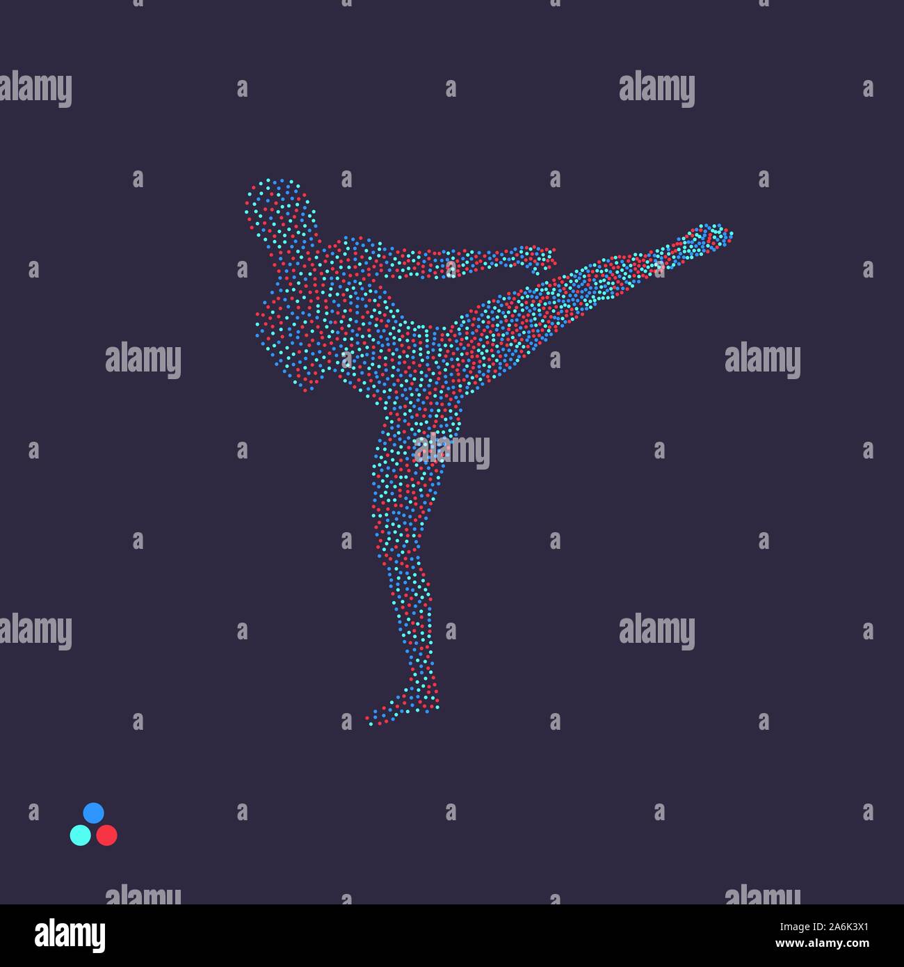 Kickbox fighter preparing to execute a high kick. Silhouette of a ...