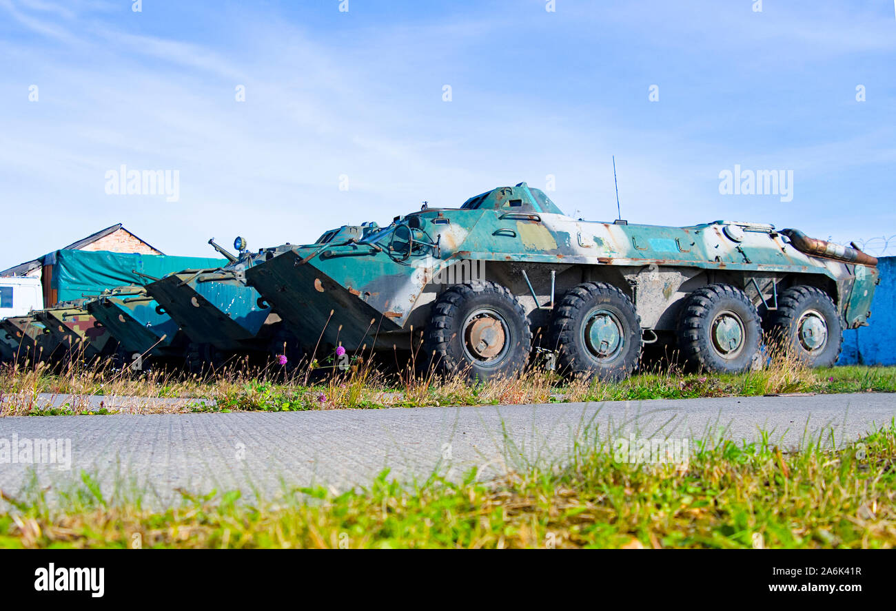 Wheeled amphibious armoured personnel carrier. Close up Stock Photo - Alamy