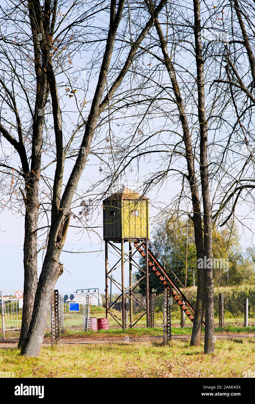 military warehouse, military vehicles, behind the fence Stock Photo - Alamy