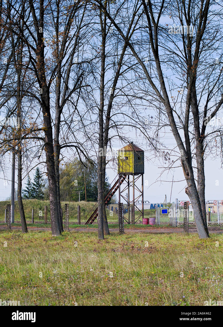military warehouse, military vehicles, behind the fence Stock Photo - Alamy