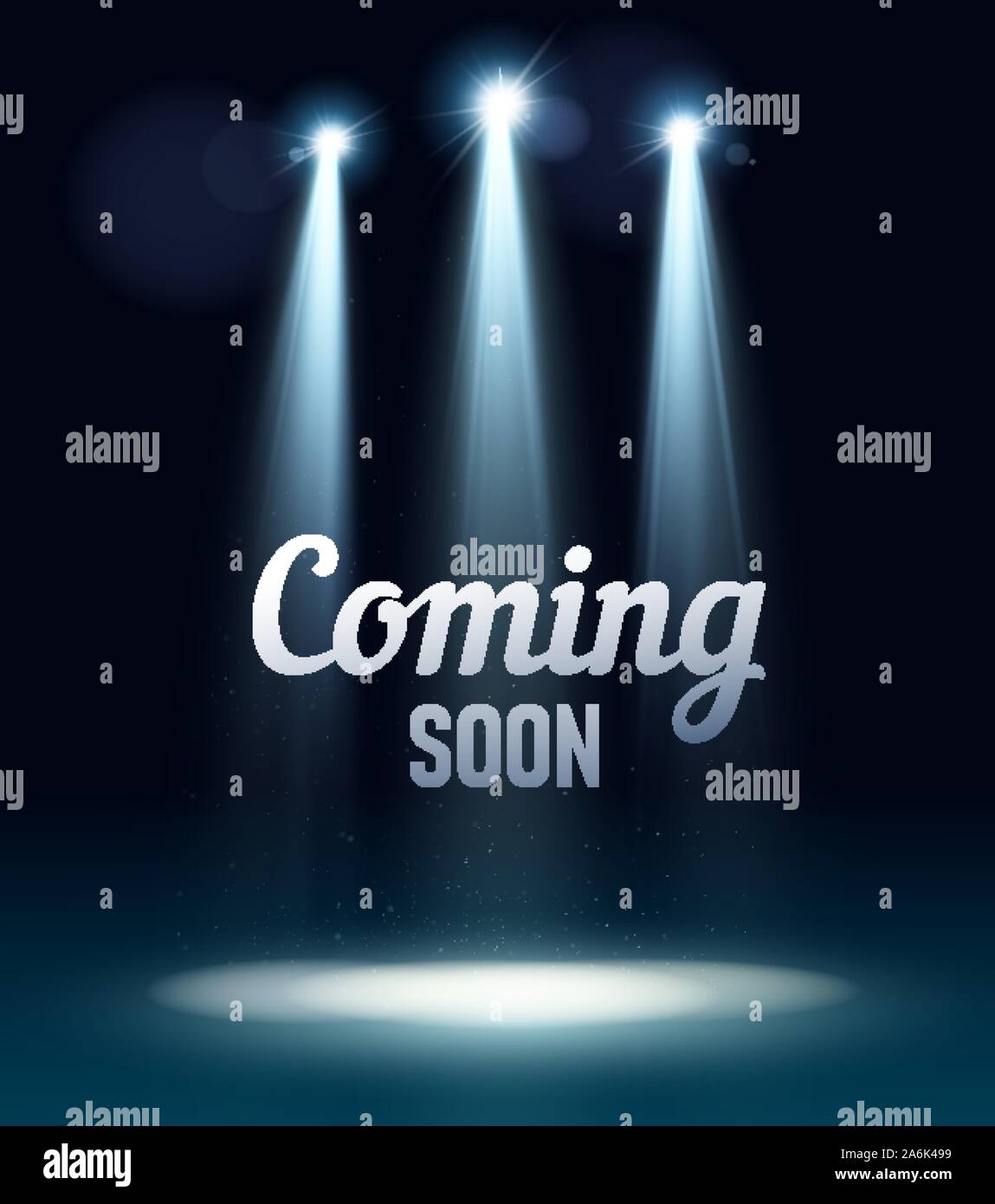 Coming soon stage illuminated with light spotlight. Stage realistic ...