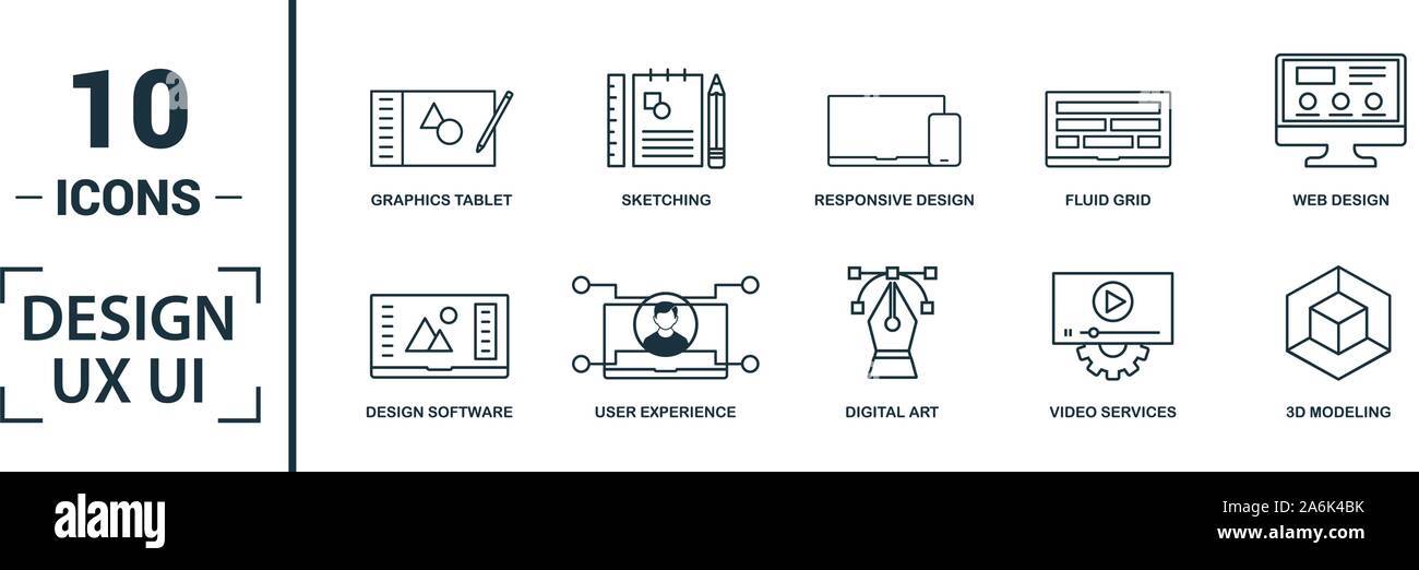 Ui icon set. Include creative elements search, done, thumb up, zoom out ...