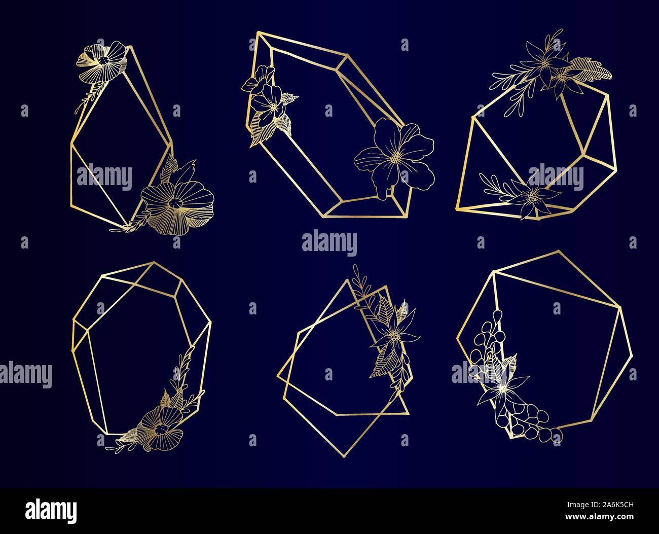 Set of Luxury Golden Crystal Shapes in a vector style isolated Stock ...