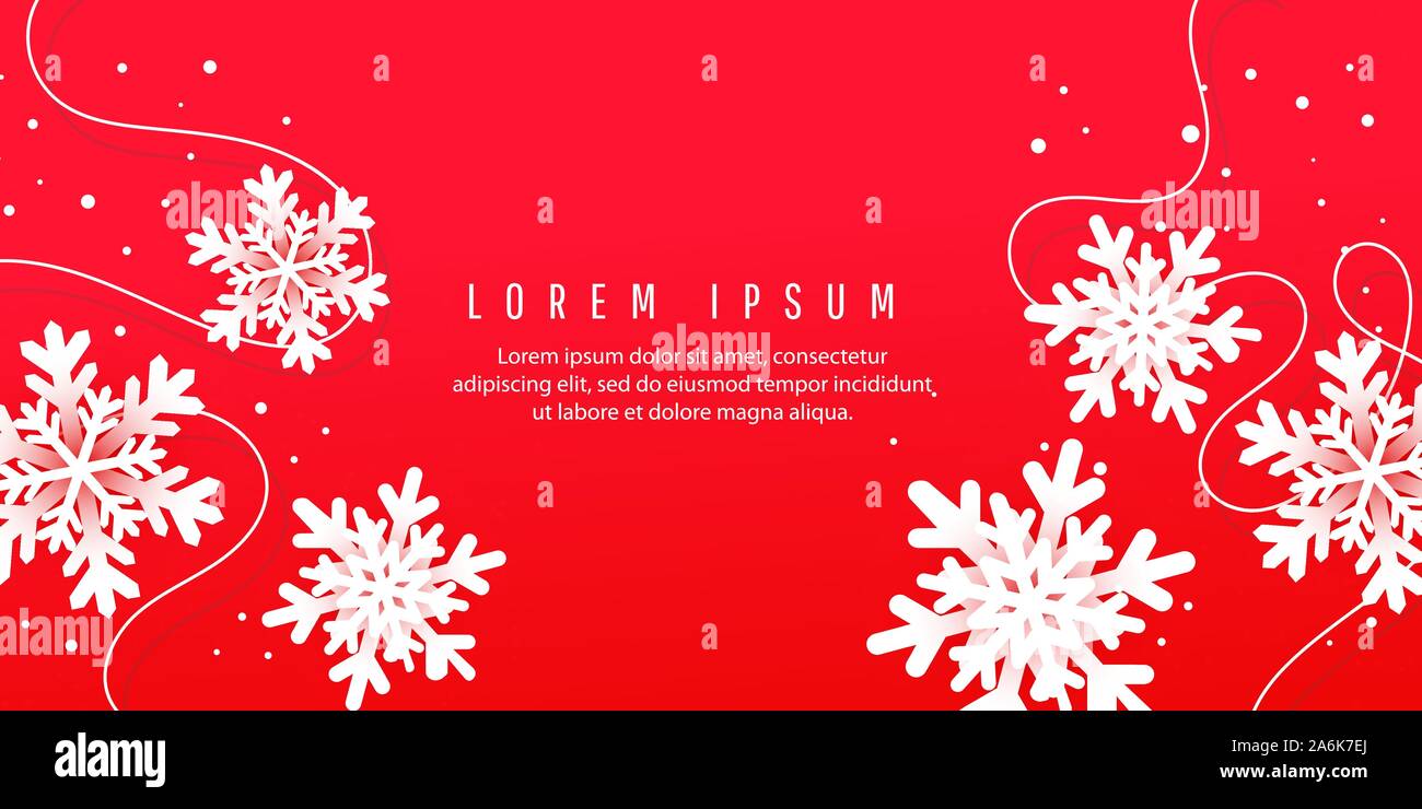 Christmas card invitation card with paper cut snowflakes on red ...
