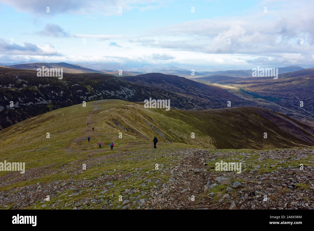 Hillwalkers descend A'Mharconaich Stock Photo - Alamy