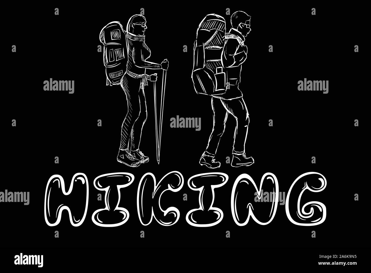 Backpacker woman in mountain Stock Vector Images - Alamy