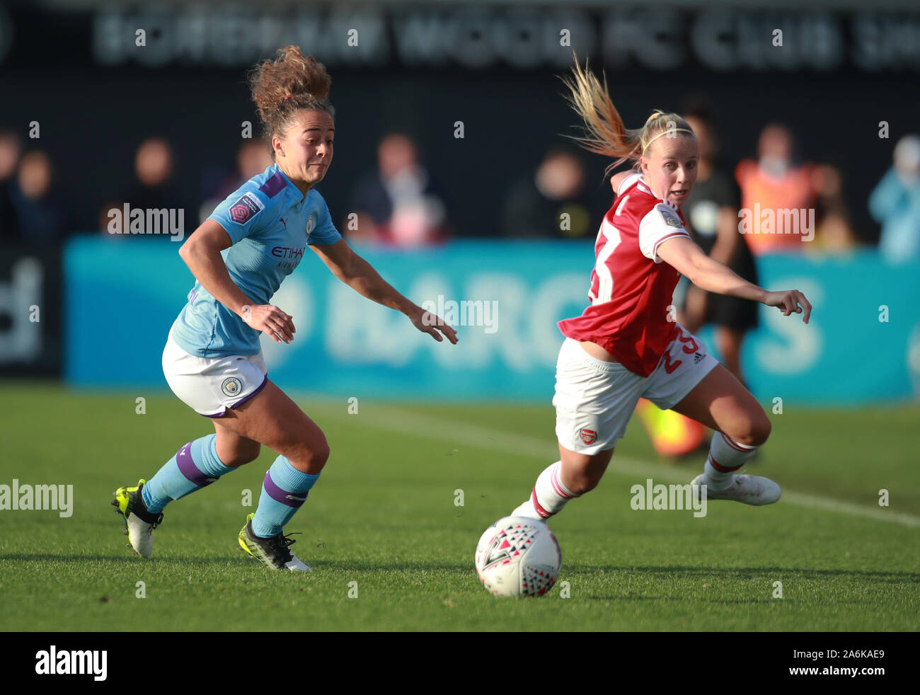 Arsenal’s Beth Mead (right) and Manchester City's Matilde Fidalgo ...
