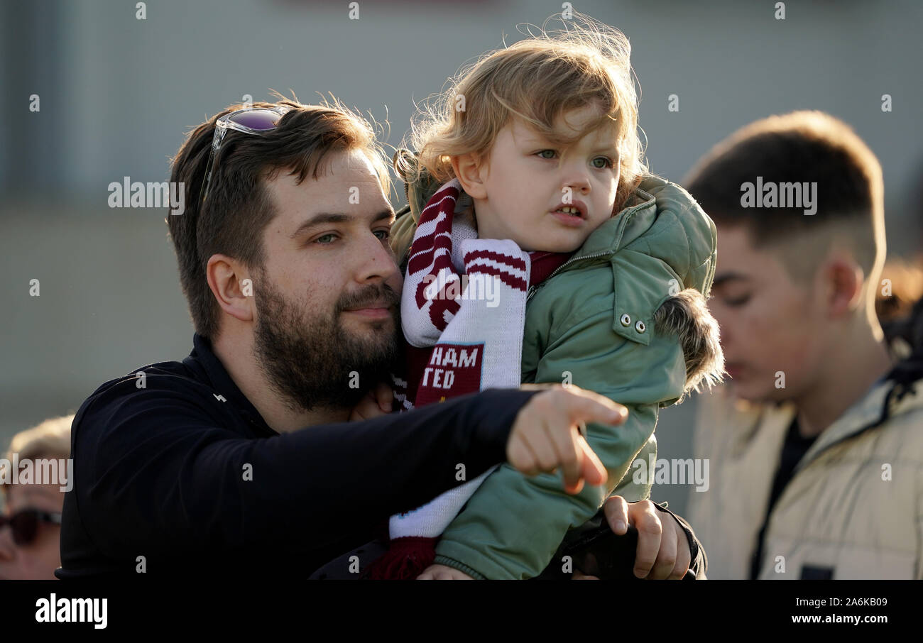 A young fan during the Women's Super League match at Rush Green Stadium ...