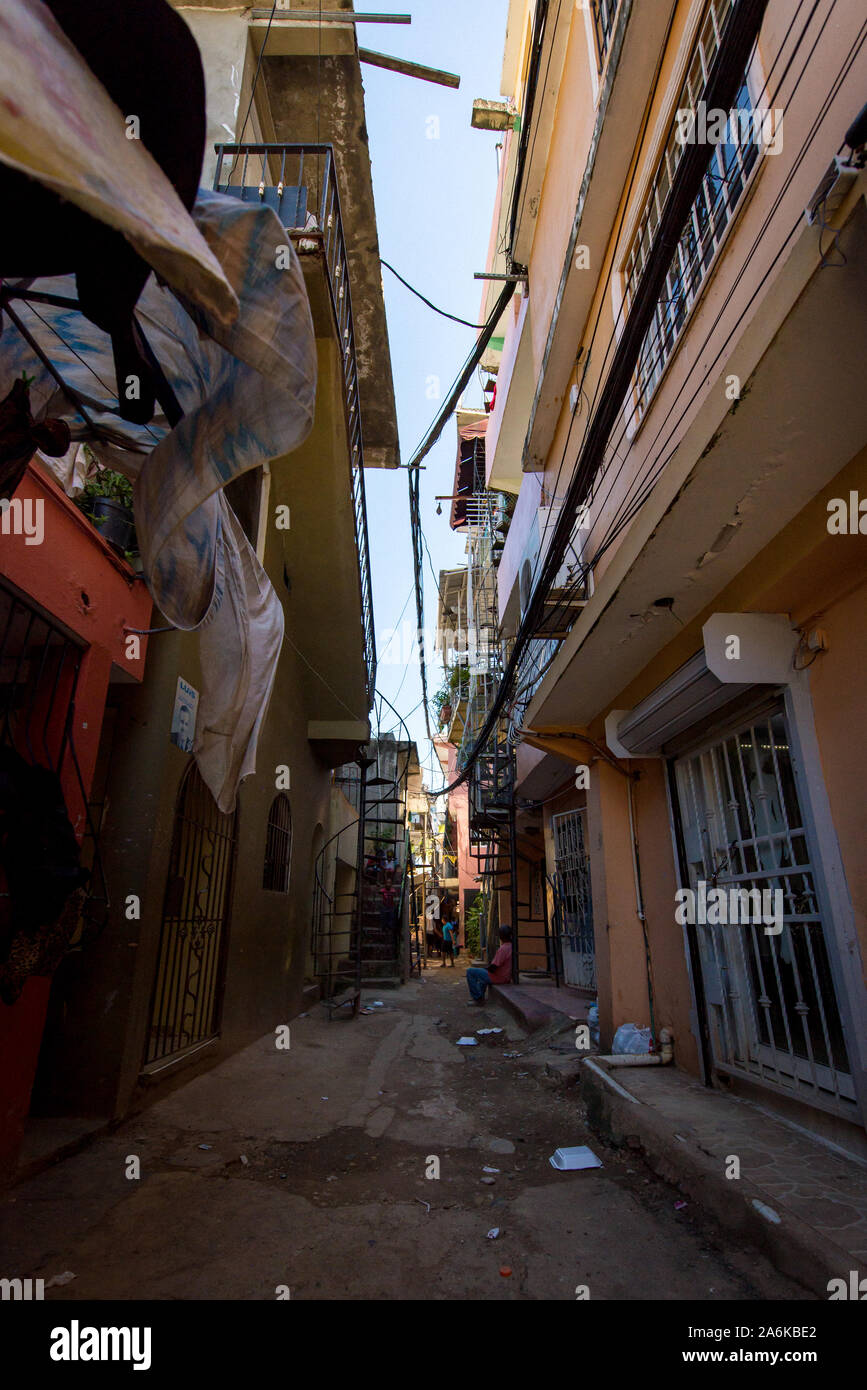 Corridor of Street Between Two Small Buildings Stock Photo - Alamy