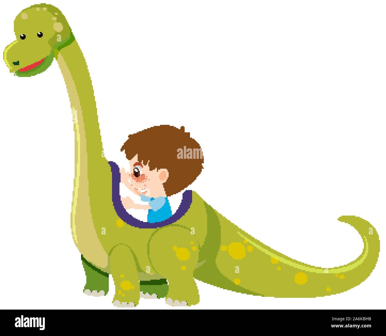 Single character of boy and dinosaur on white background illustration ...