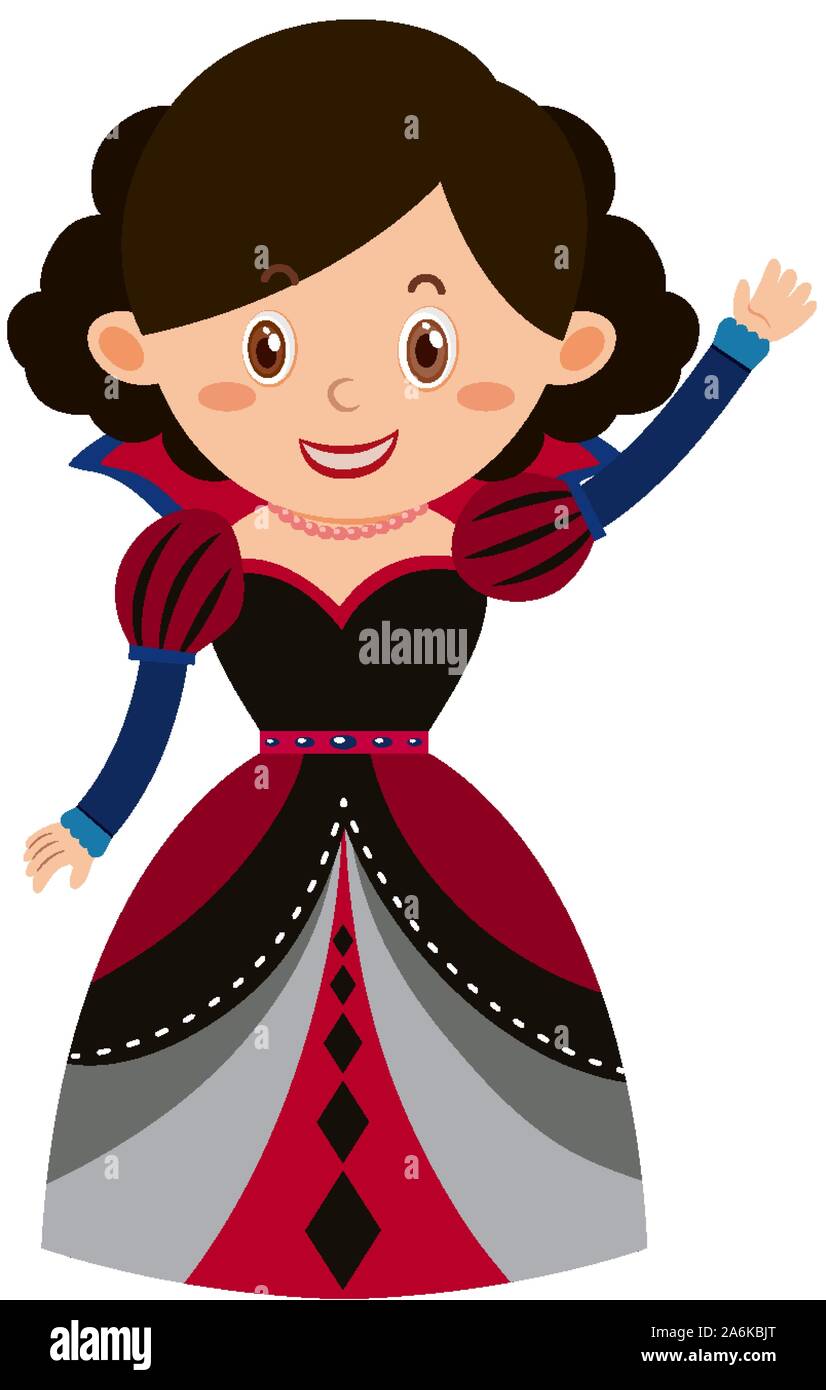 Single character of happy queen on white background illustration Stock ...