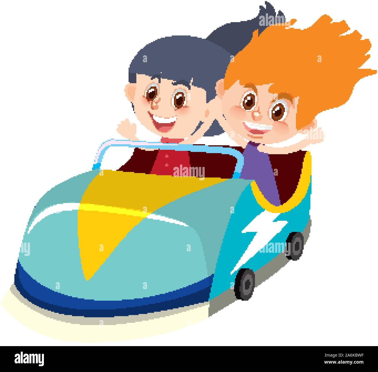 Single character of kids in racing car on white background illustration ...