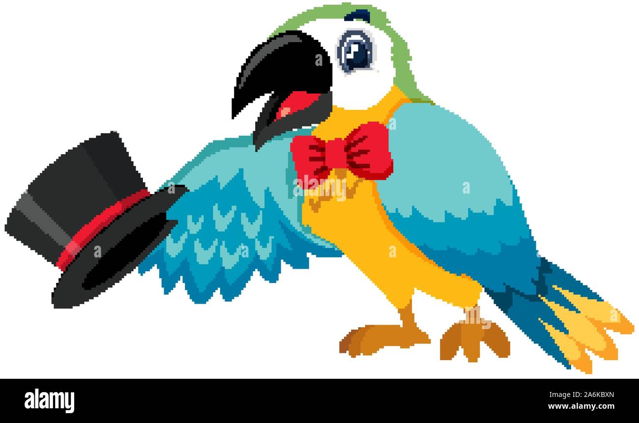 Single character of circus parrot on white background illustration ...