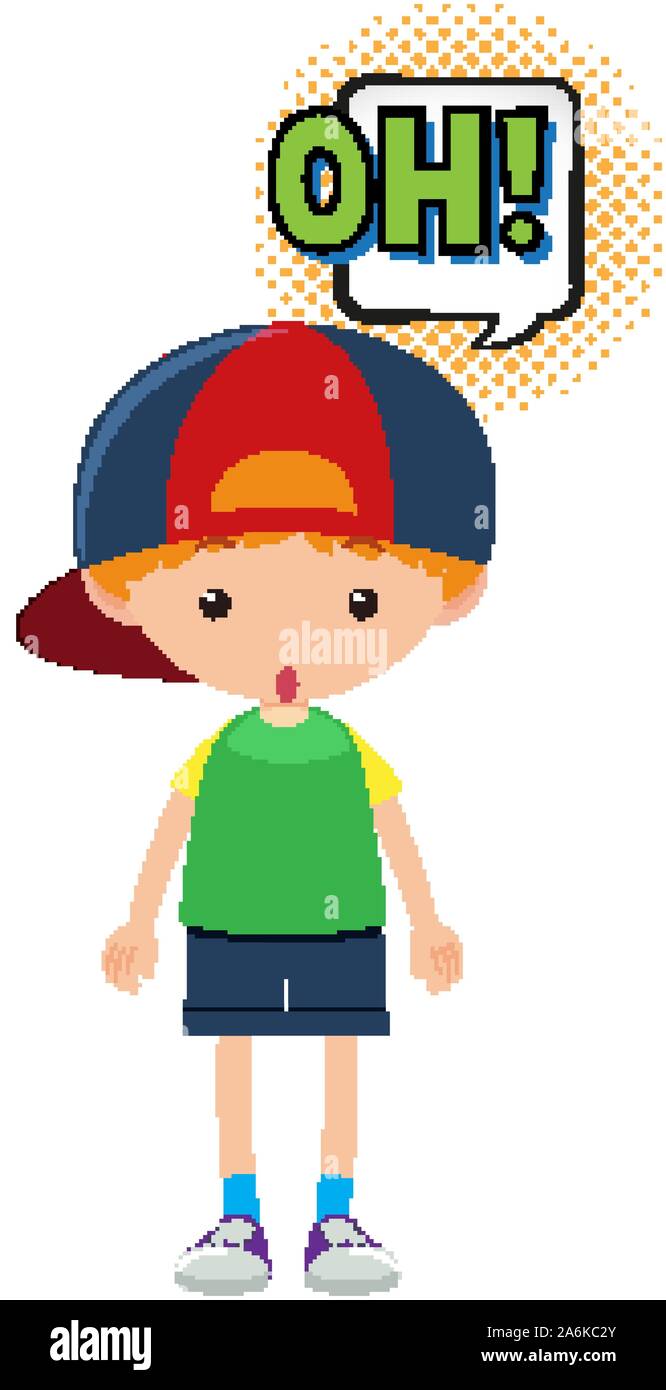Boy with word expression oh illustration Stock Vector Image & Art - Alamy