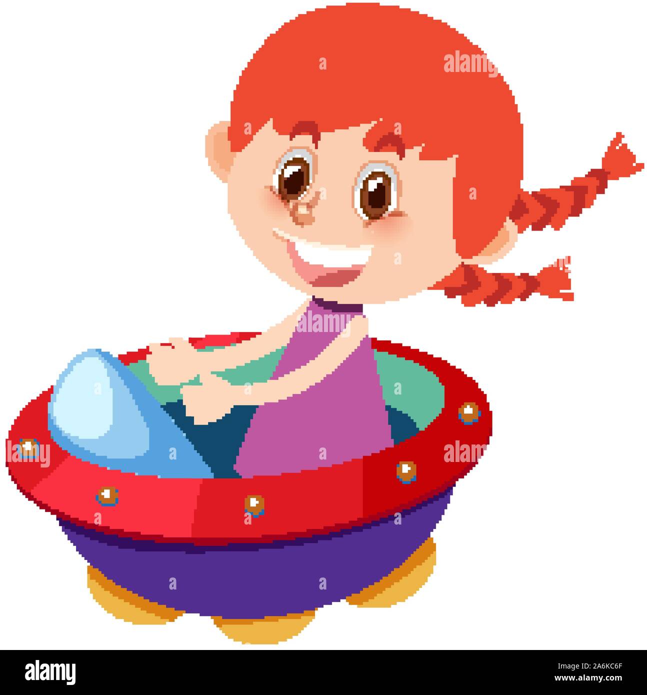 Single character of girl in spaceship on white background illustration ...
