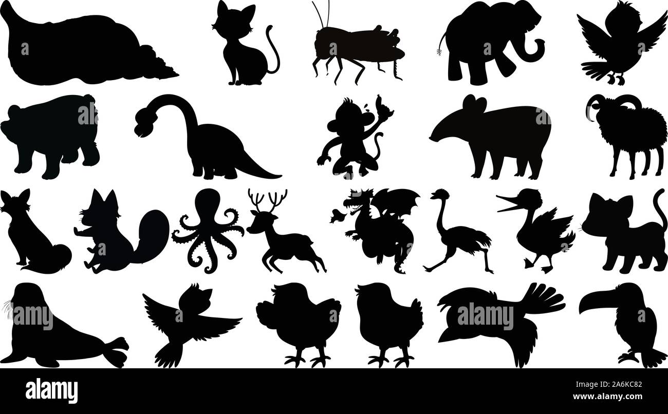 Set of silhouette different animals illustration Stock Vector Image ...