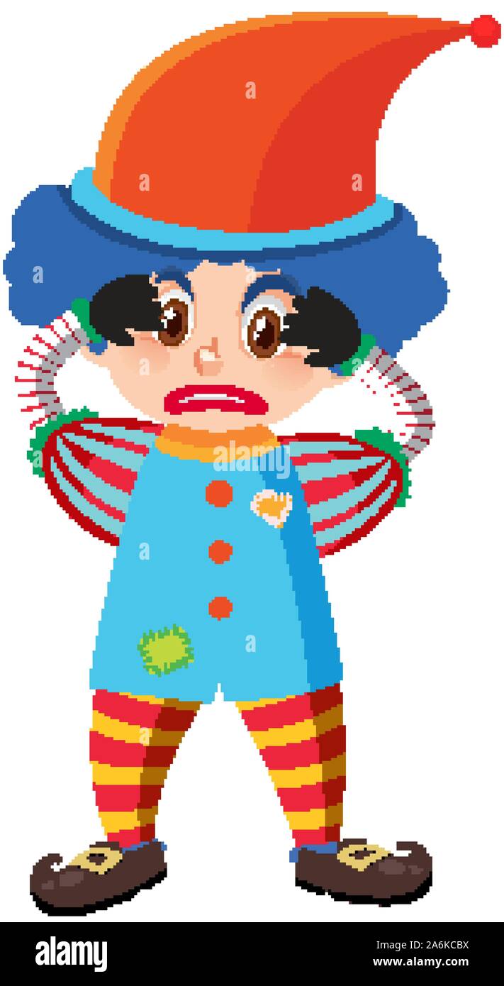Single character of clown on white background illustration Stock Vector ...