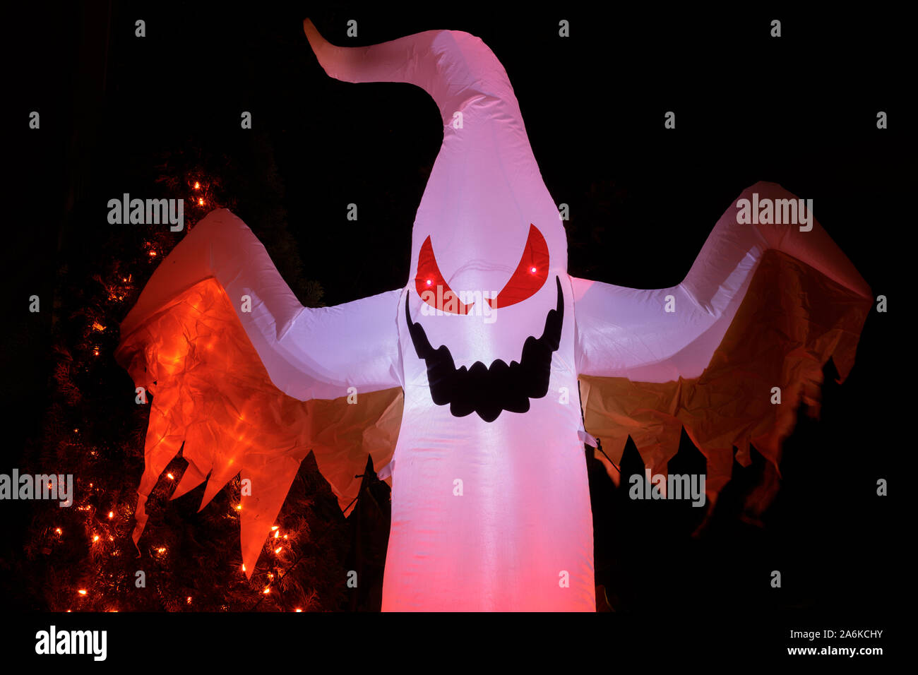 Inflatable Ghost Glowing in the Dark for Halloween Spirit Stock Photo ...