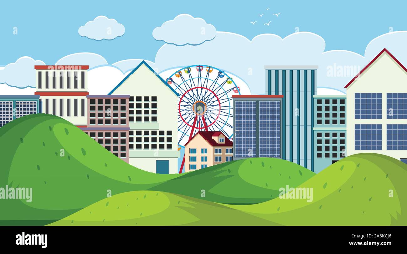 An outdoor scene with town illustration Stock Vector Image & Art - Alamy