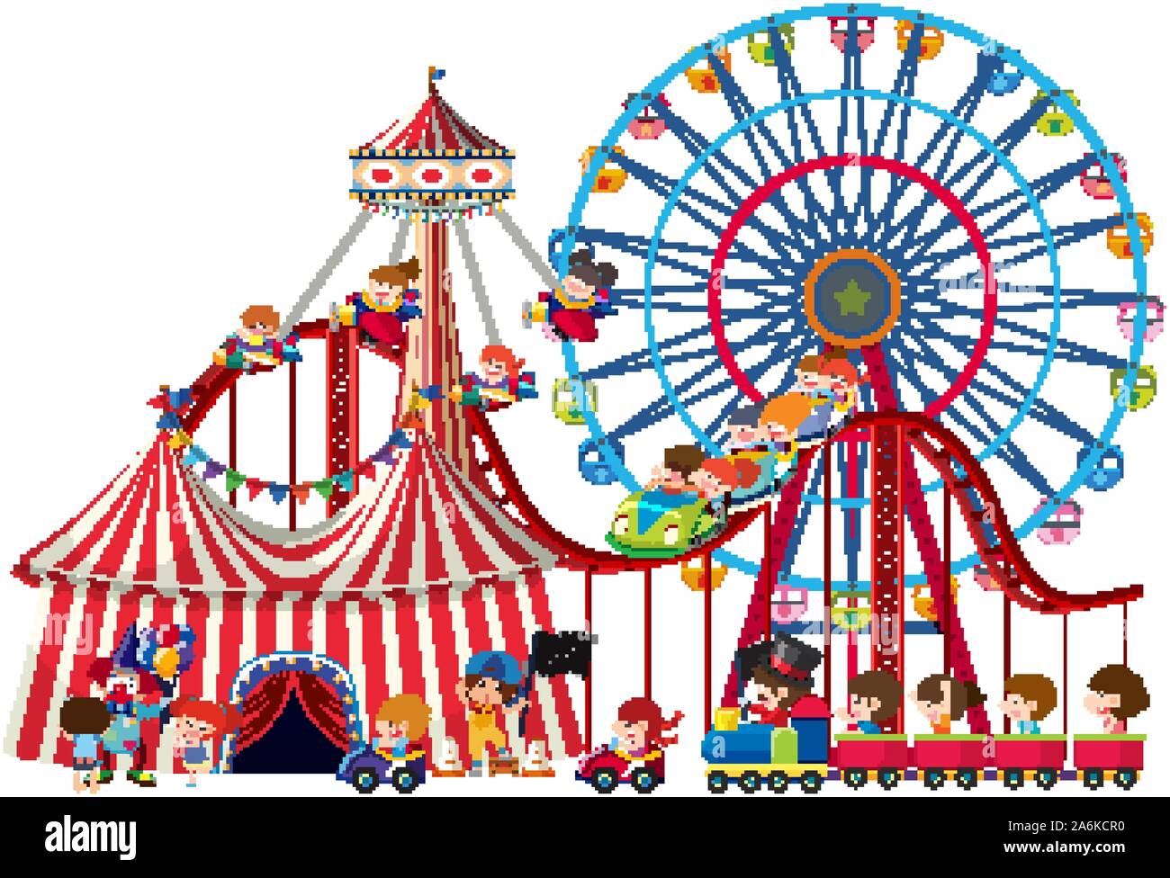 Children playing at the circus illustration Stock Vector Image & Art ...