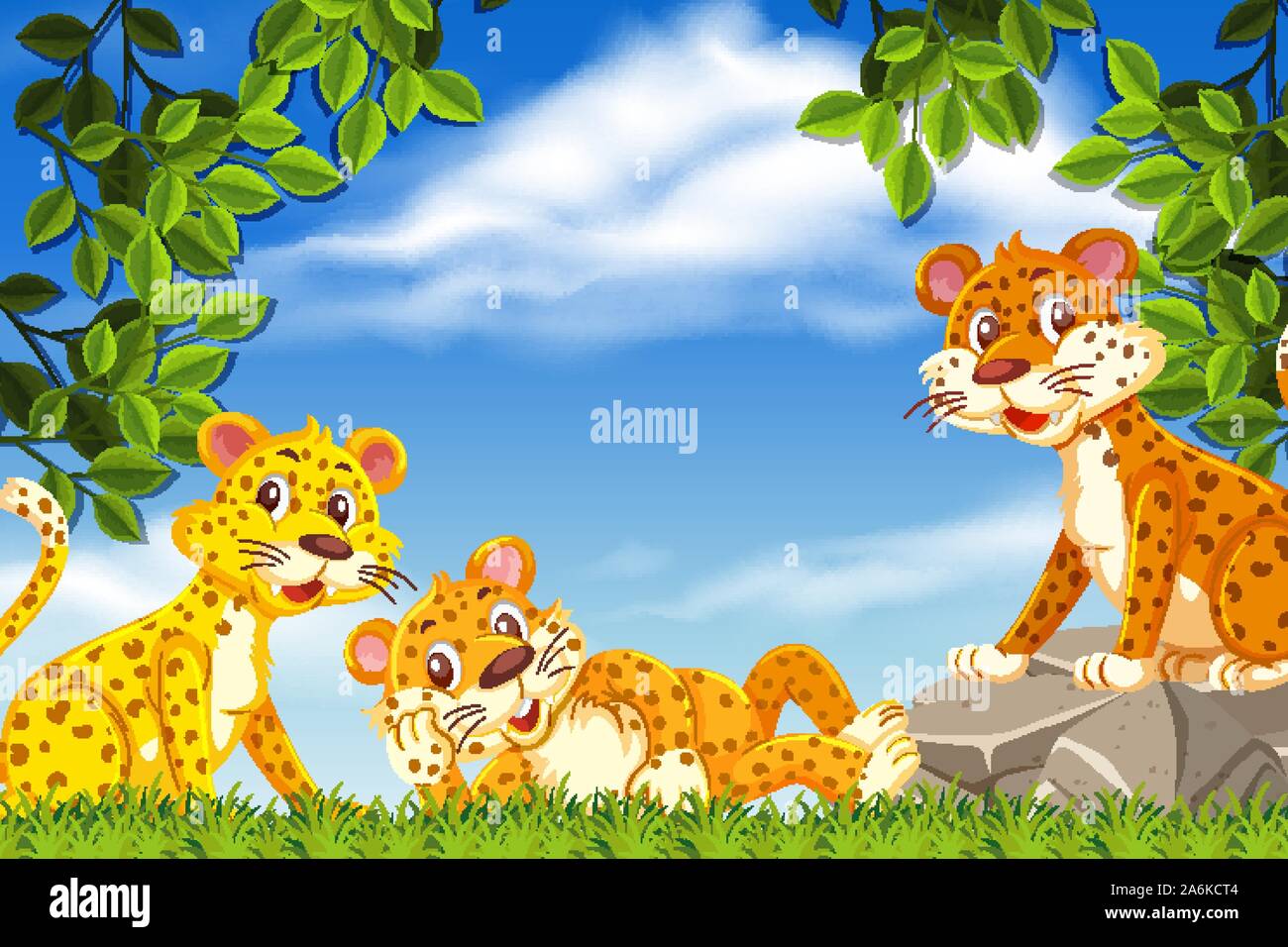 Cheetahs in nature scene illustration Stock Vector Image & Art - Alamy